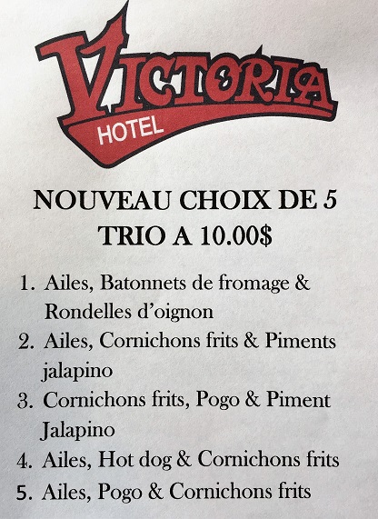 MENU RÉGULIER | Hotel VICTORIA